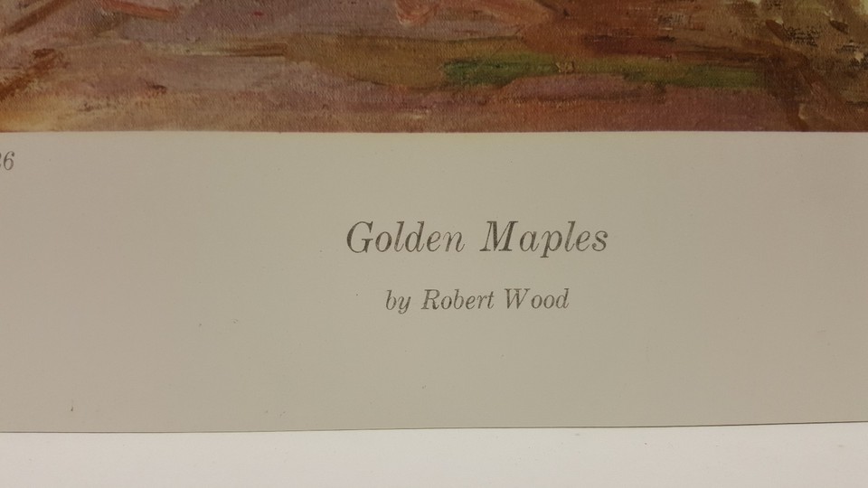 Vintage Lithograph Art Print Robert Wood Golden Maples Autumn Street | eBay