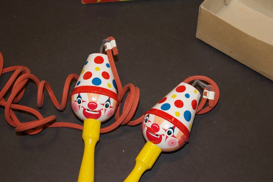 ASC Vintage Musical Doll Tin Skipping Rope with Clown Handles with Box ...