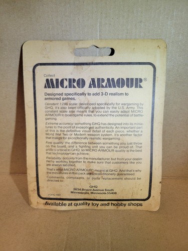 1981 Sealed GHQ MICRO ARMOUR 1:285 Scale WWII G72 German PAT 40 SPAT on ...