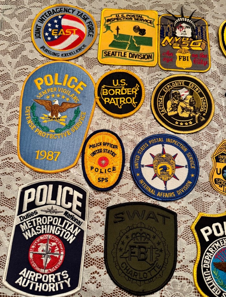 AVID Collector Set of 19 Federal Law Enforcement Police Patches, 1 Flag ...