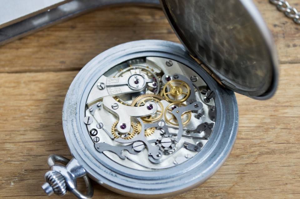 Heuer Pocket Watch Chronograph Movement Valjoux 61 Ref. 701/Dec ...
