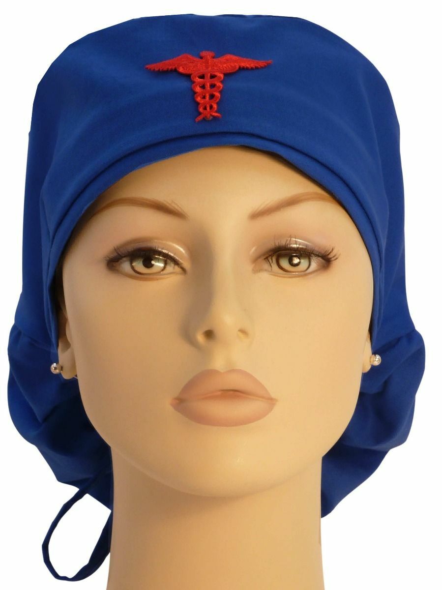 Surgical Chemo Big Hair - Cool Cap - Red Caduceus on Royal by Sparkling ...