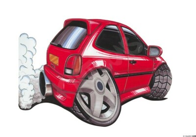 VOLKSWAGEN VW POLO RED Koolart Cartoon Caricature Car Print - A3 Size ...
