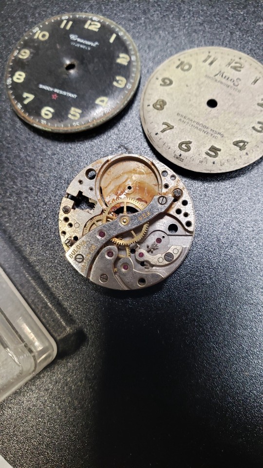 RARE Vintage LOT 1960's Watch Bulova Crescent Milos Movement Black Dial ...