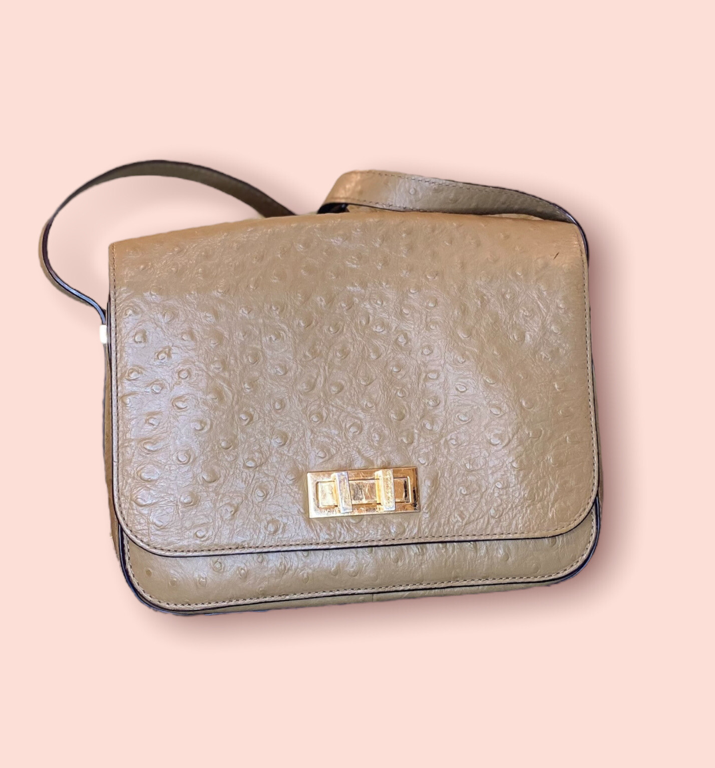 HENRI BENDEL OSTRICH EMBOSSED LEATHER TURN LOCK DALTO… - Gem