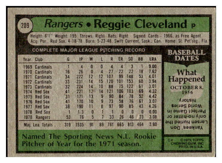 2015 Topps Originals Buybacks Reggie Cleveland 1979 #209 | eBay