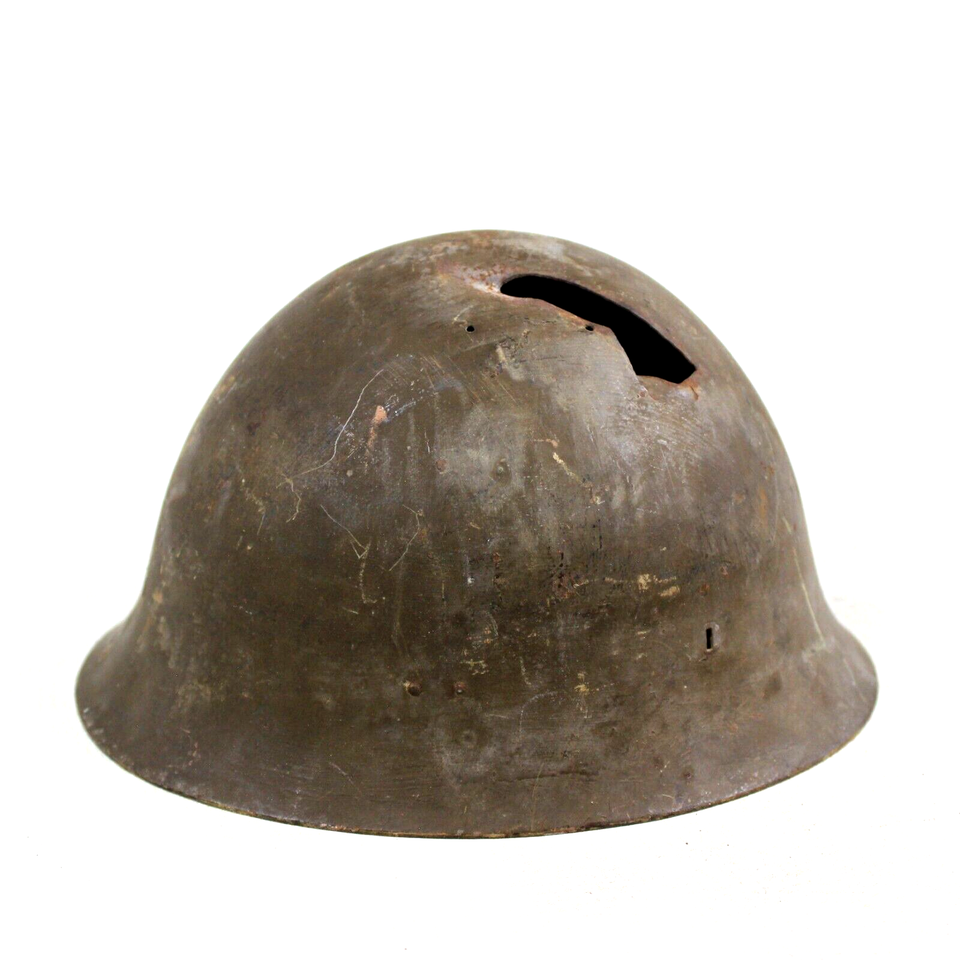 ORIGINAL JAPANESE WWII HELMET BATTLE DAMAGE VETERAN BRING BACK SHRAPNEL ...
