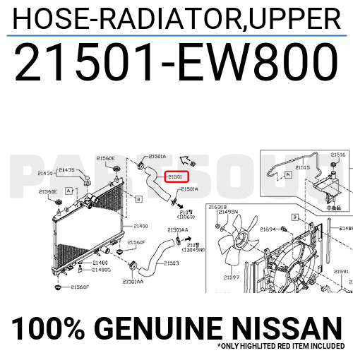 21501EW800 Genuine Nissan HOSE-RADIATOR,UPPER 21501-EW800 | eBay