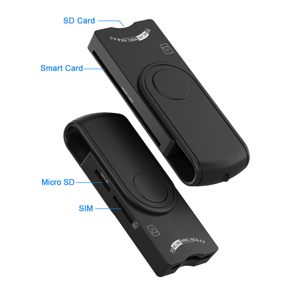 DOD/CAC/Citizen/Goverment ID USB Card Reader Bank/SIM Card Adapter For ...