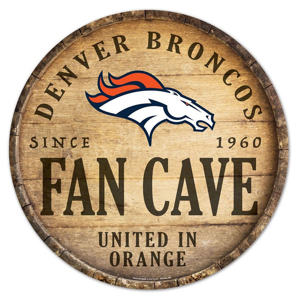 Denver Broncos Sign Wood 14 Inch Round Barrel Top Design | eBay