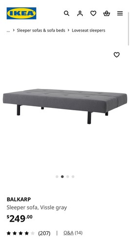 ikea balkarp sofa bed (black) With Pillows, Covers, Etc. East Boston ...