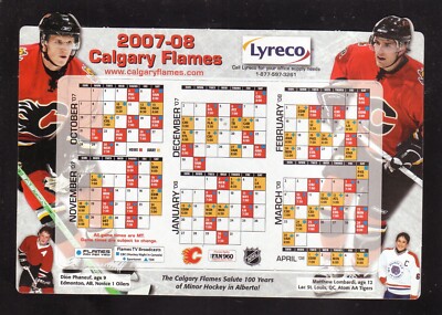 Calgary Flames Dion Phaeuf Matthew Lombardi 2007-08 Magnet Schedule ...
