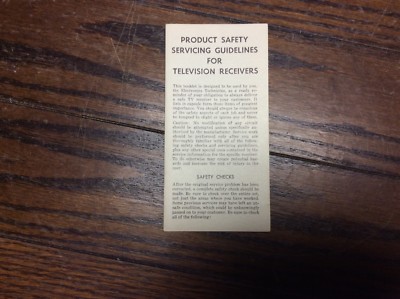 Product Safety Guidelines For Television Receivers | eBay