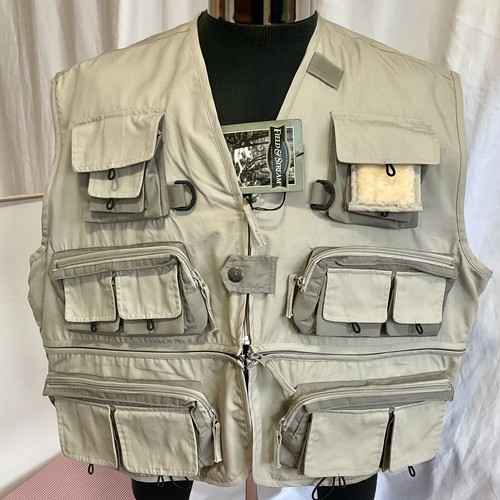 Field & Stream Fly Fishing Utility Vest Tackle Hunt Pockets Beige Sz ...