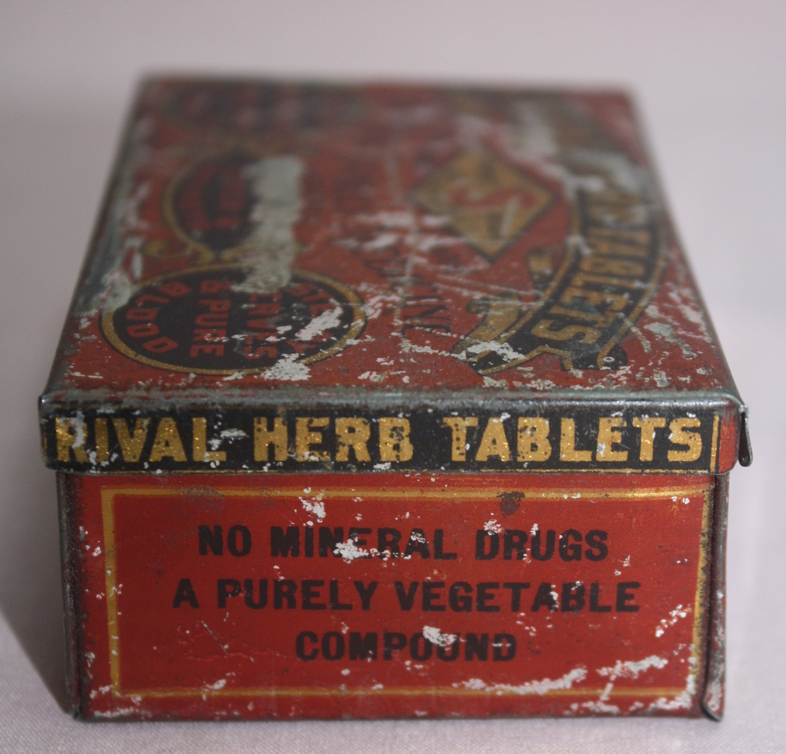 VINTAGE ADVERTISING RIVAL HERB TABLETS TIN / CAN "A TRUE FAMILY ...