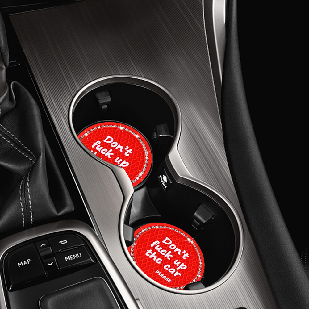 2pcs Cute Soft PVC Round Bling Rhinestone SUV Car Coaster Styling For ...