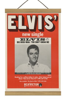 Elvis Presley Big Boss Man Original Promo Ad, Mounted w/Magnetic Frame ...