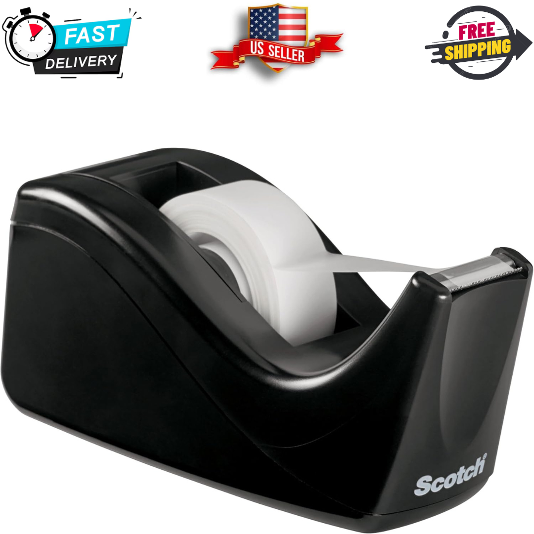 Scotch C60-BK Desktop Desk Tape Dispenser For Office, Heavy Duty, Black ...
