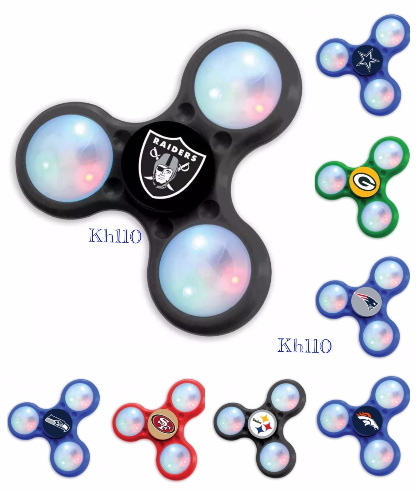 NFL,NBA Team Three Way LED Light Fidget Spinners toy Finger Spinner | eBay