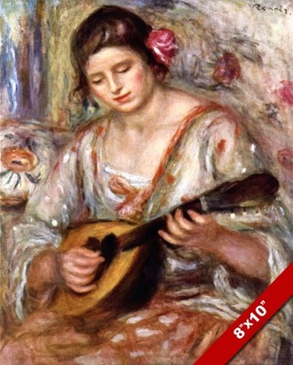 BEAUTIFUL YOUNG WOMAN GIRL PLAYING MANDOLIN MUSIC PAINTING ART CANVAS ...