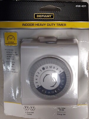 NEW! DEFIANT Indoor Timer Switch with 2-Grounded Outlets | eBay