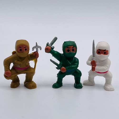 Ninja Lot of 3 Karate Rubber Mini Figures Small Kung Fu Cake Top Toys A ...