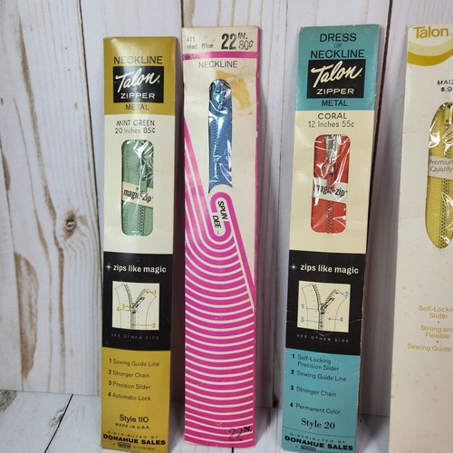 Vtg Zippers Lot of 18 Talon J&P Coats Trimtex Spundee Metal Nylon New ...