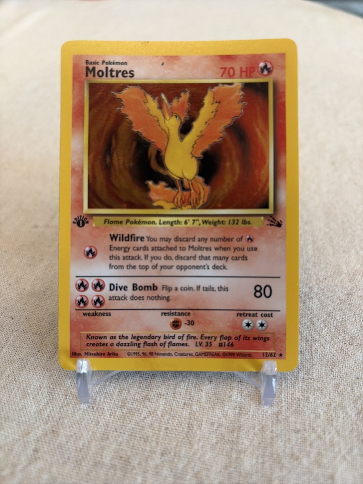 Moltres 12/62 - Rare Holo Card | Fossil (base3-12)