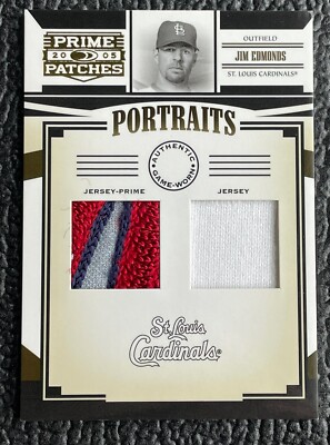 🔥JIM EDMONDS 2005 PRIME PATCHES 4 COLOR GAME USED JERSEY CARDINALS ...