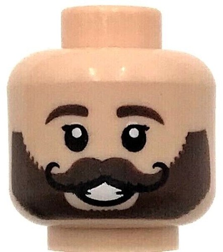 Lego New Light Nougat Minifigure Head Dual Sided Dark Brown Eyebrows ...