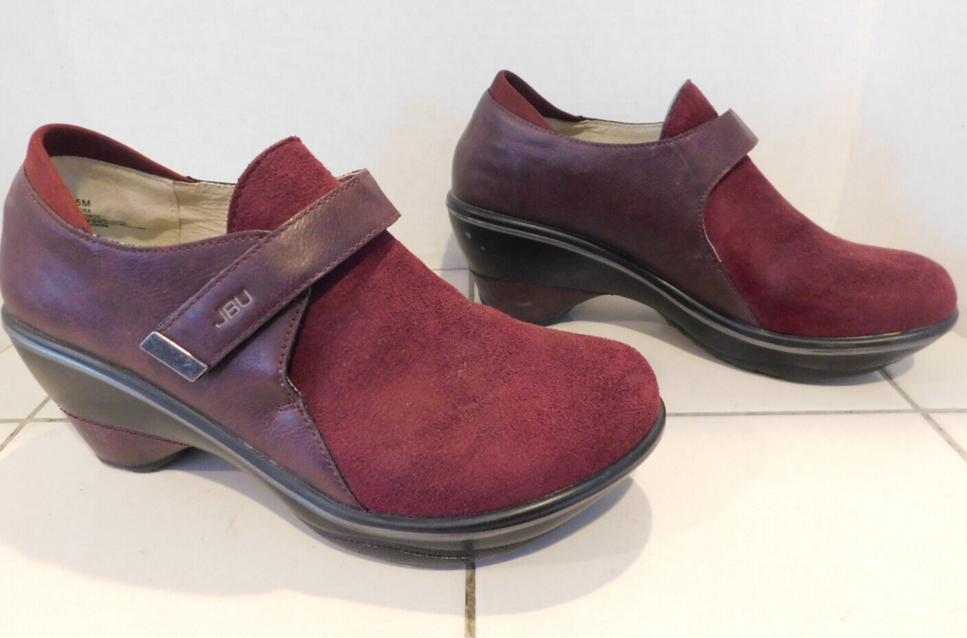 Jambu Clogs Womens Size 7.5 burgundy Leather Sport Wedge Design Comfort ...