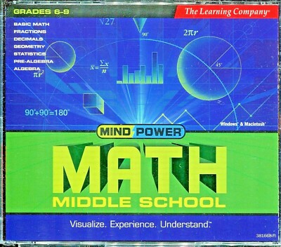 Mind Power Math Middle School PC Win/MAC 4 CD's Set - Basic, Pre Alg ...