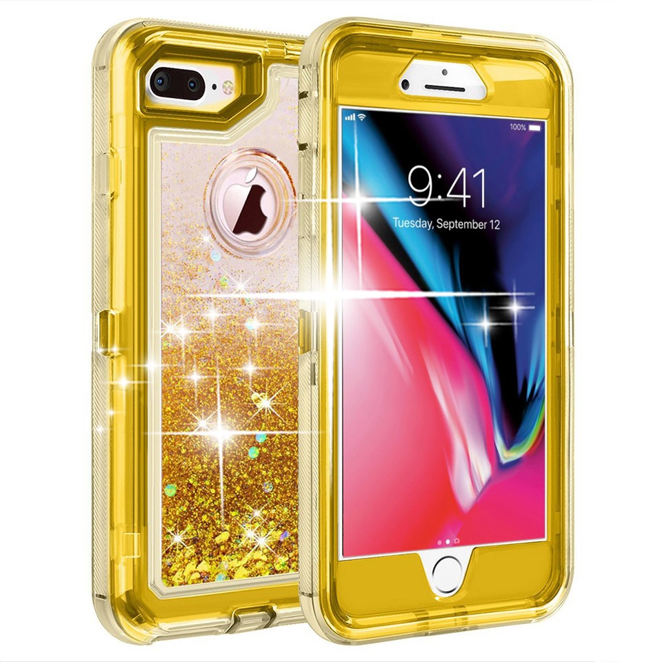 For iPhone Shockproof Heavy Duty Glitter Liquid Case (FITS Otterbox ...