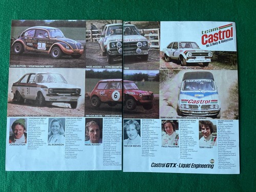 TEAM CASTROL NO 3 RALLY & RALLYCROSS BEETLE ESCORT MINI POSTER ADVERT ...