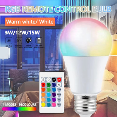RGB Bulb LED Light 16 Colour Changing B22 Bayonet E27 Screw Lamp Remote ...