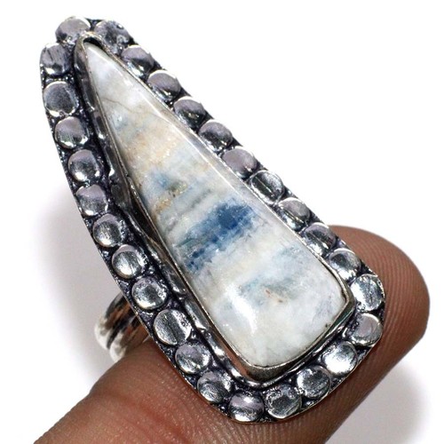 Blue Scheelite 925 Silver Plated Gemstone Handmade Ring US 6 Jewelry ...