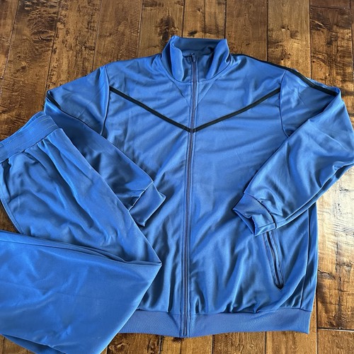 John Blair Accent Stripe Knit Jog Sweat Track Suit Jacket & Pant Set ...