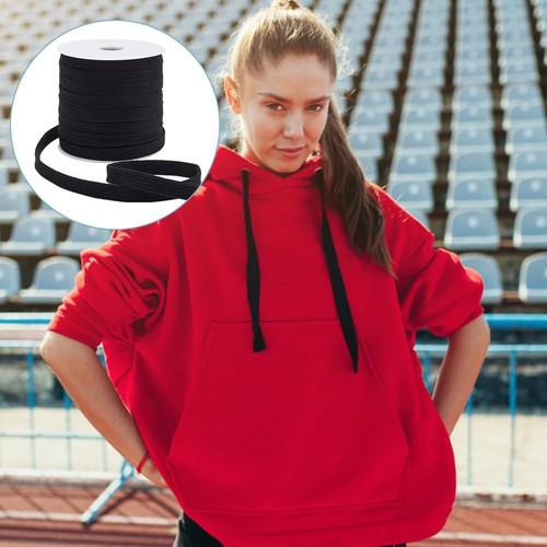 27.34Yards Black Flat Cotton Cords, 12mm Wide Flat Drawstring Cord Rope ...