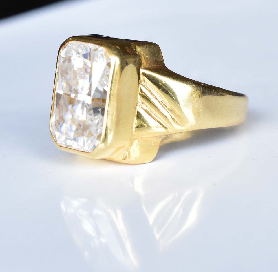 Rare 8.15 Ct GRA Moissanite Radiant Cut 925 Sterling Silver Men Ring ...