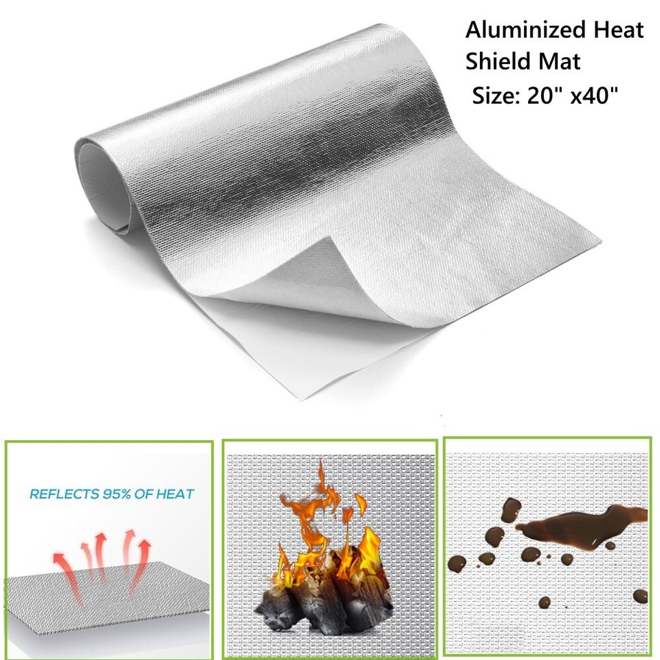 Adhesive Thicken Back Aluminized Exhaust Heat Shield Thermal Barrier ...