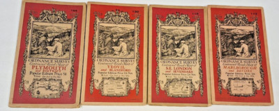 Vintage OS Ordnance Survey Contoured Road Maps 1930's x 4 popular ...