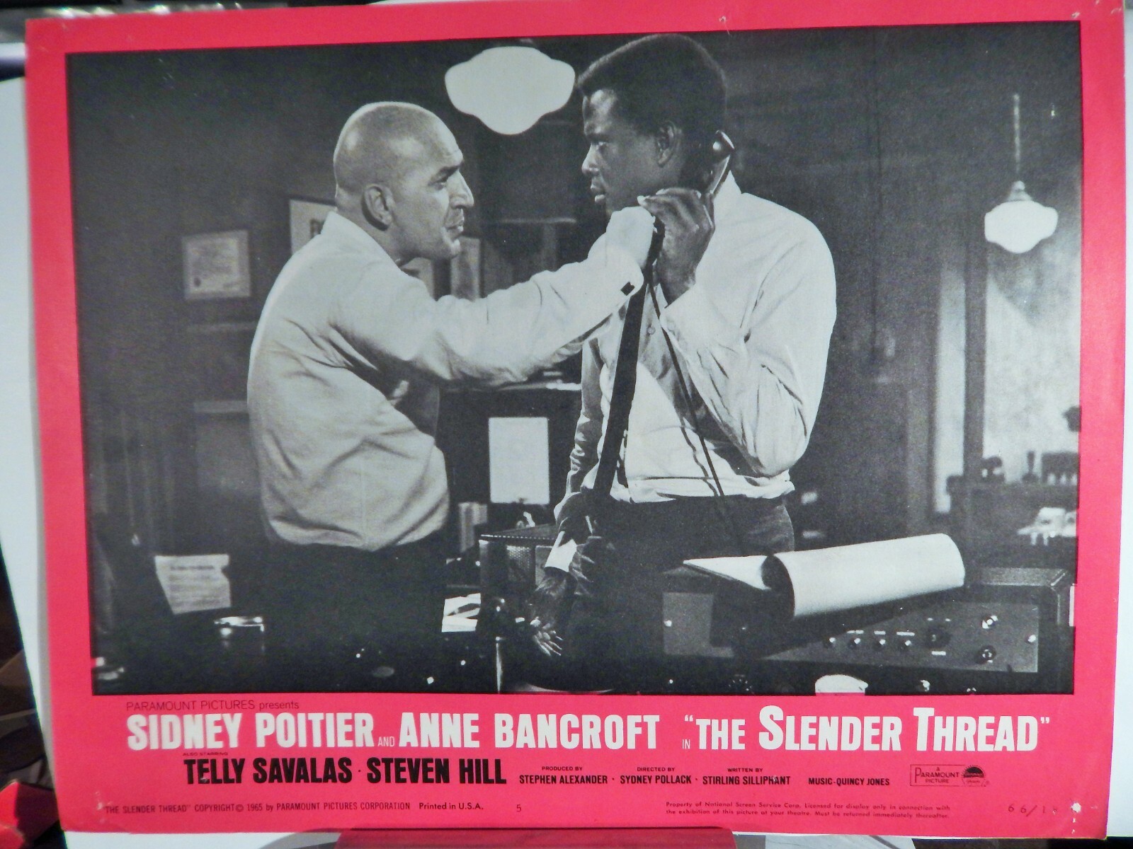 SLENDER THREAD (VTG 1966 MOVIE LOBBY CARD 14 X 11) SIDNEY POITIER ...