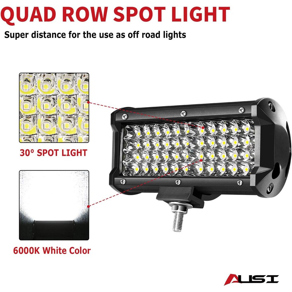 2pcs 7" 12V LED Work Light Bar Lights Driving Lamp Offroad Car SUV ...