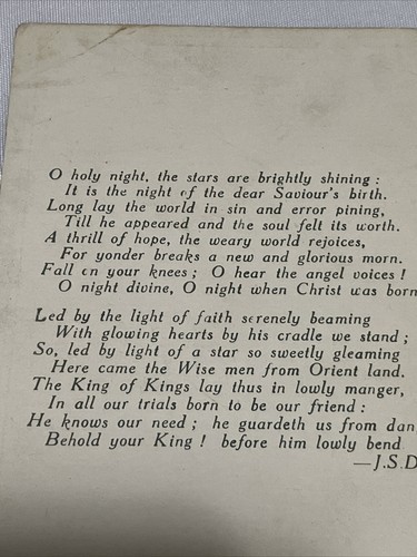 Rare Antique J.S.D. Religious O Holy Night Trading Card Christianity ...