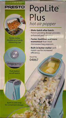 Aazon.co: Presto 04867 Poplite Plus Hot Air Popcorn Popper - Built-In