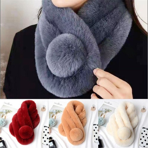 Windproof Comfortable Plush Scarves Fluffy Shawl Faux Fur Scarf Neck ...