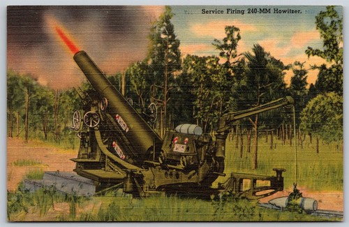 Postcard Service Firing 240 MM Howitzer Military linen O170 | eBay