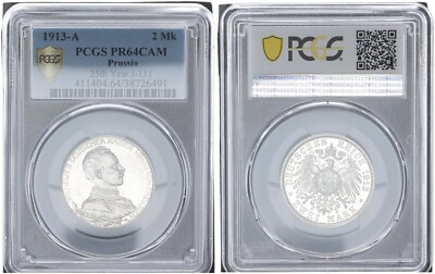 Prussia 2 Mark 1913-A Wilhelm II. PCGS PR64CAM | eBay