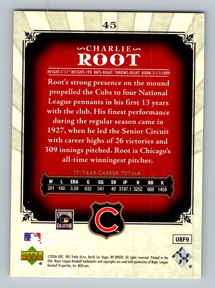 2006 SP Legendary Cuts #45 Charlie Root Excellent | eBay