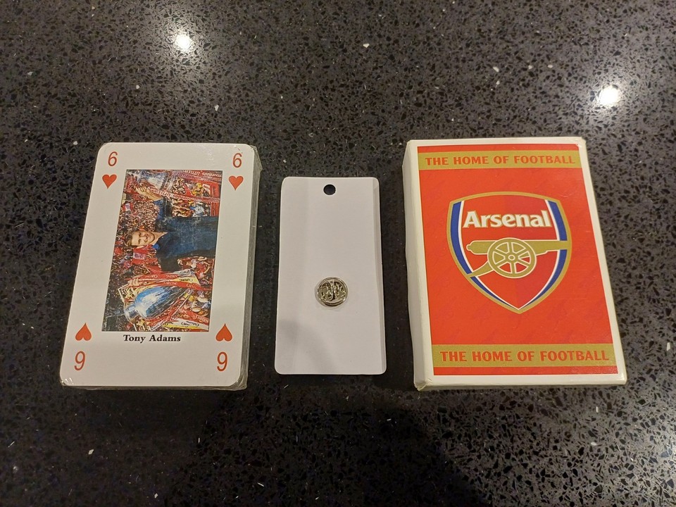 Arsenal Job Lot. Two Packs Of Playing Cards And A Pin Badge. | eBay UK